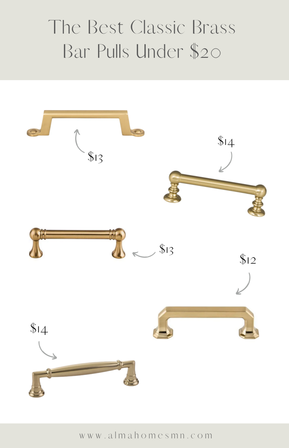 The Best Classic Brass Bar Pulls | Alma Homes