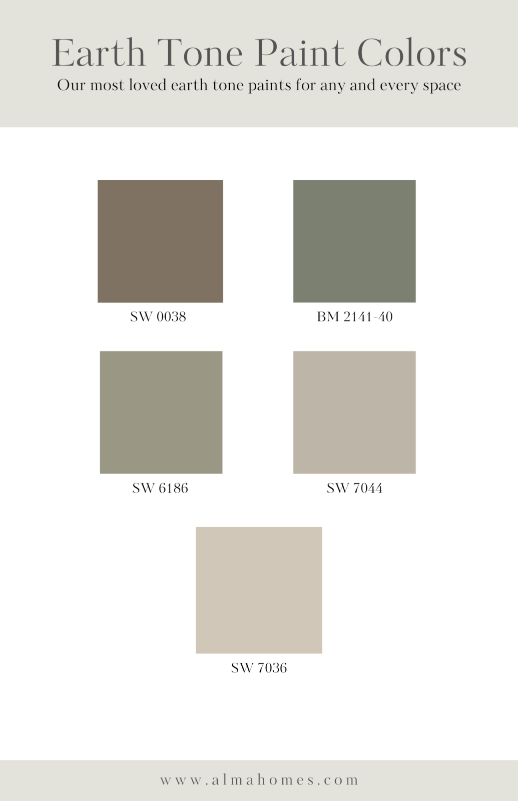 5 Beautiful Earth Tone Paint Colors to Use in 2023 | Alma Homes